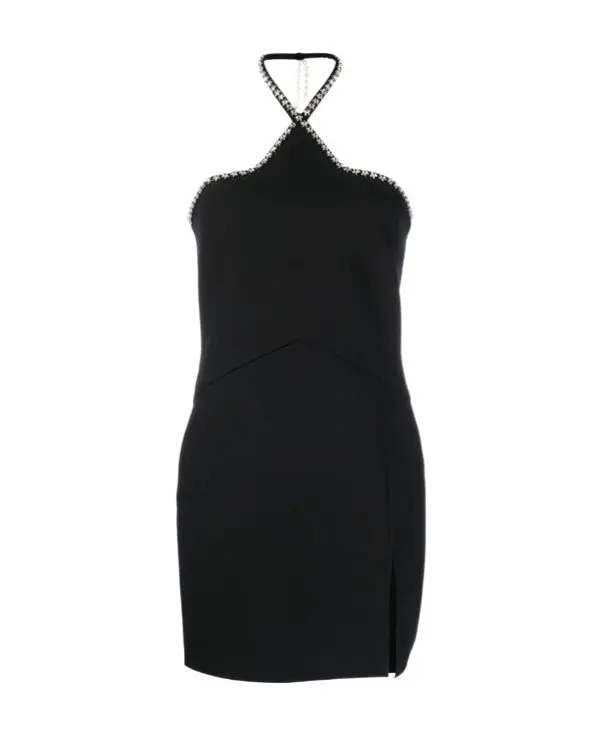 MSGM Crystal-embellished Halterneck Mini Dress