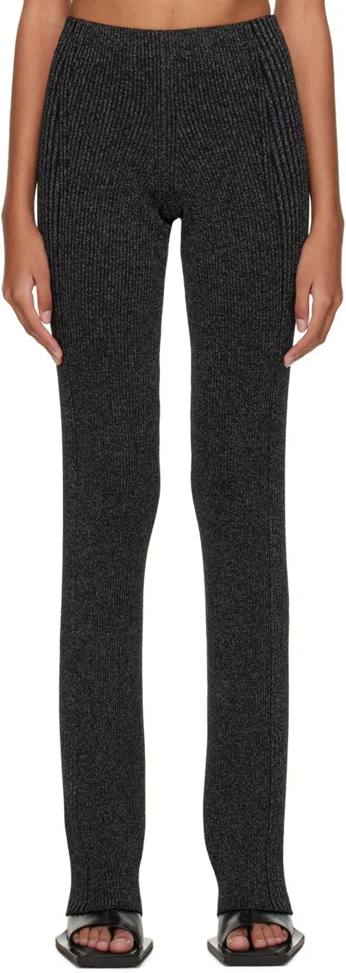 DION LEE Rib Casual Pants - Black