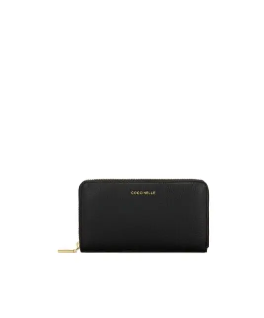 COCCINELLE Metallic Logo Stamp Wallet - Black