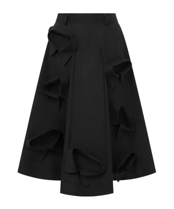 Moschino Stretch-cotton Poplin Midi Skirt With Appliqué Detailing