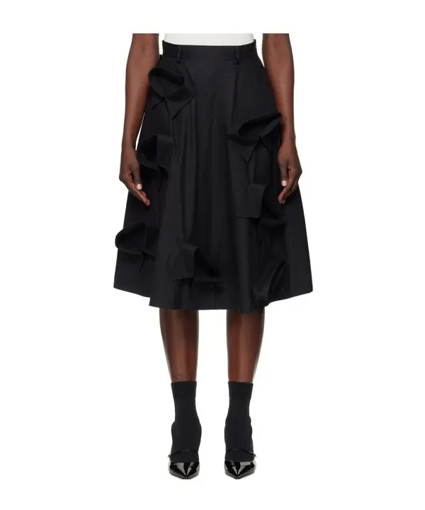 Moschino Stretch-cotton Poplin Midi Skirt With Appliqué Detailing