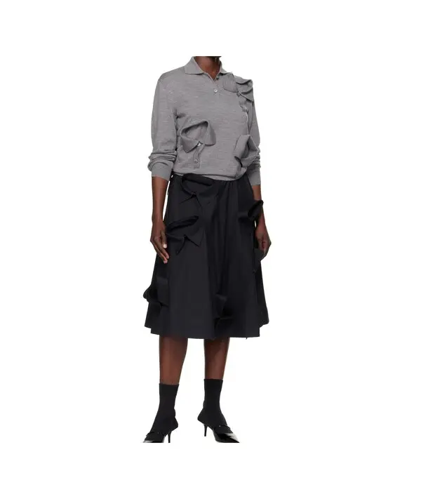 Moschino Stretch-cotton Poplin Midi Skirt With Appliqué Detailing