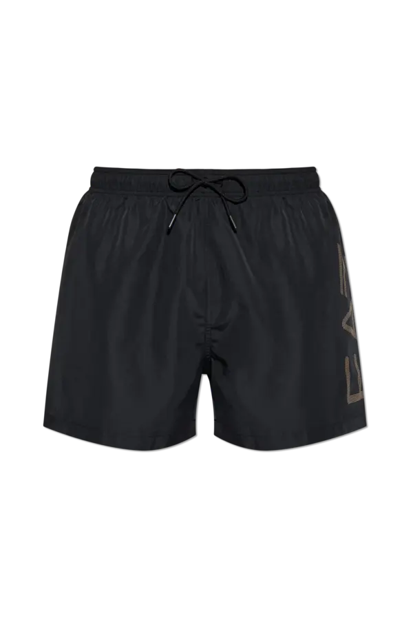 EA7 Swim Shorts With Logo Detail - Black