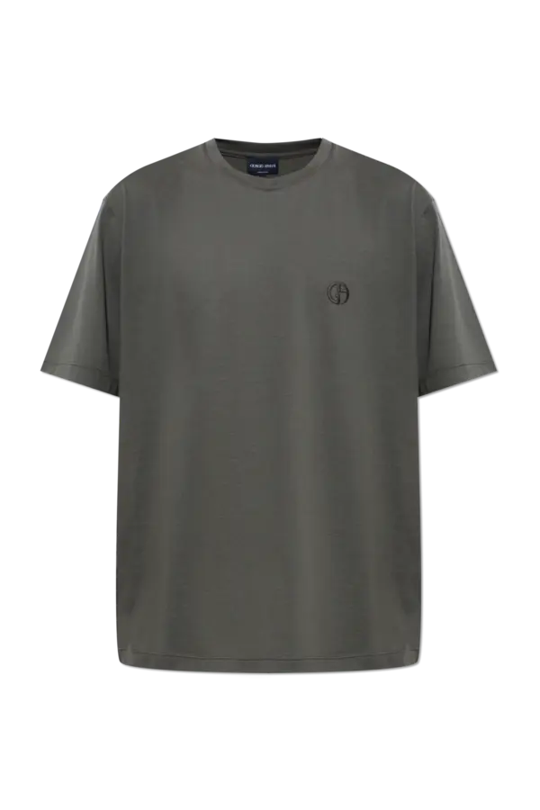 Giorgio Armani T-shirt With Embroidered Logo - Grey