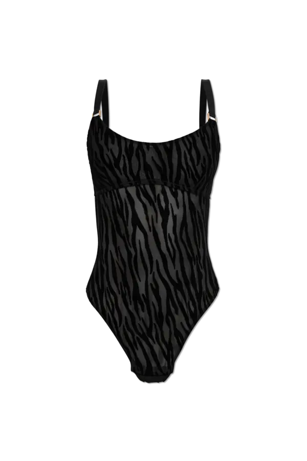 HEIST STUDIOS Nieve Bodysuit With Animal Print Velvet