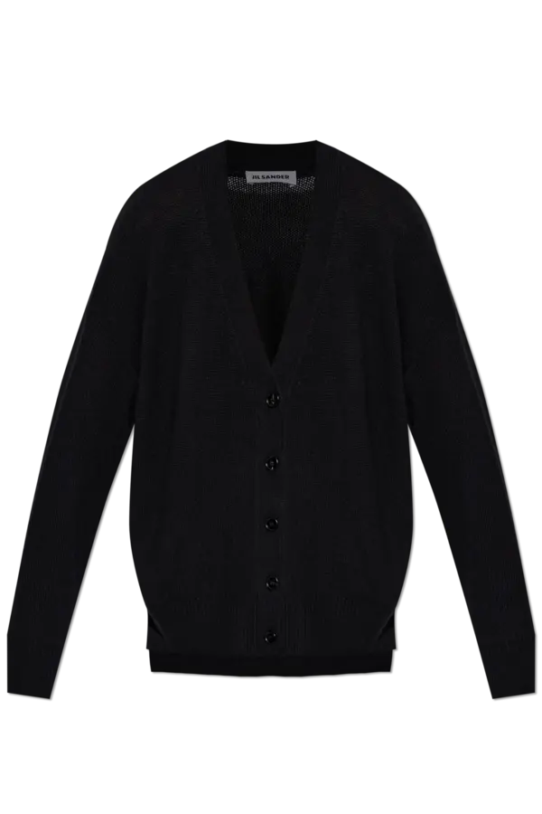JIL SANDER Oversized Cashmere V-neck Cardigan - Black