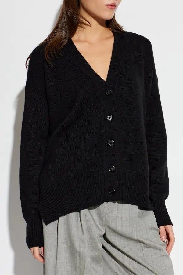 JIL SANDER Oversized Cashmere V-neck Cardigan - Black
