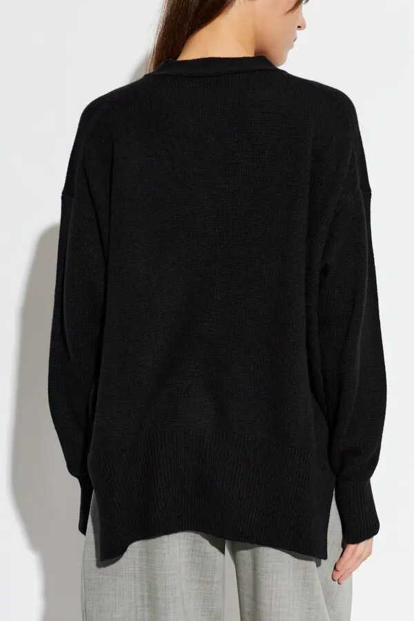 JIL SANDER Oversized Cashmere V-neck Cardigan - Black