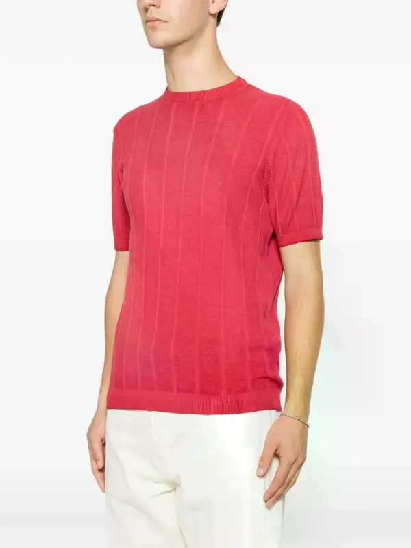JEORDIE'S Ribbed Knit Short-sleeve Sweater