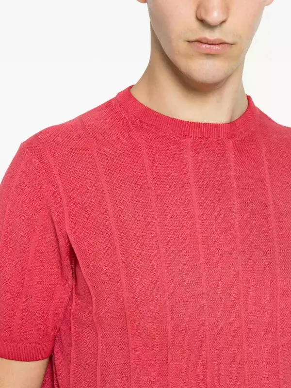 JEORDIE'S Ribbed Knit Short-sleeve Sweater