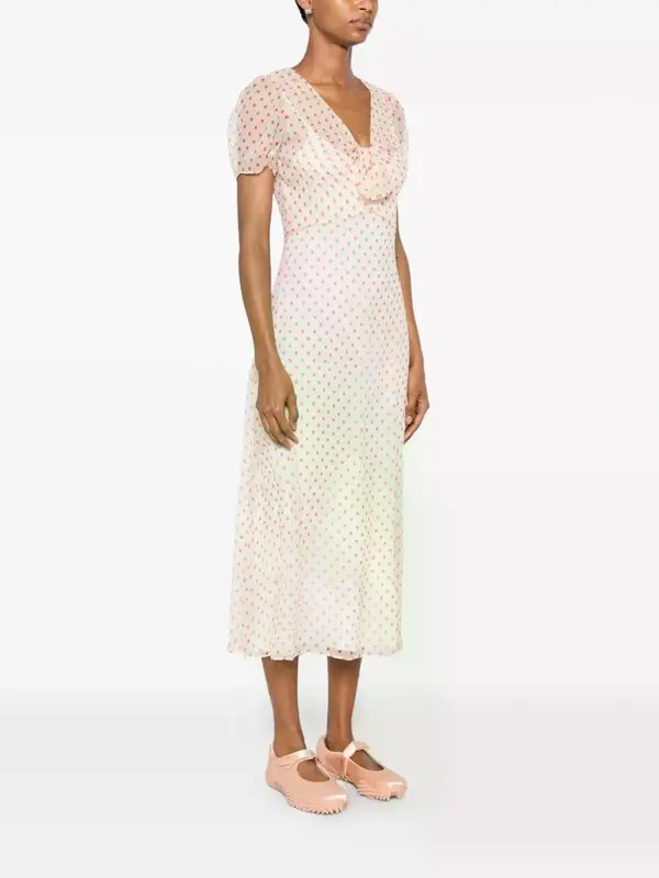 N°21 Beige Polka Dot Midi Dress