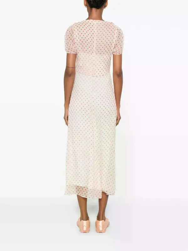 N°21 Beige Polka Dot Midi Dress