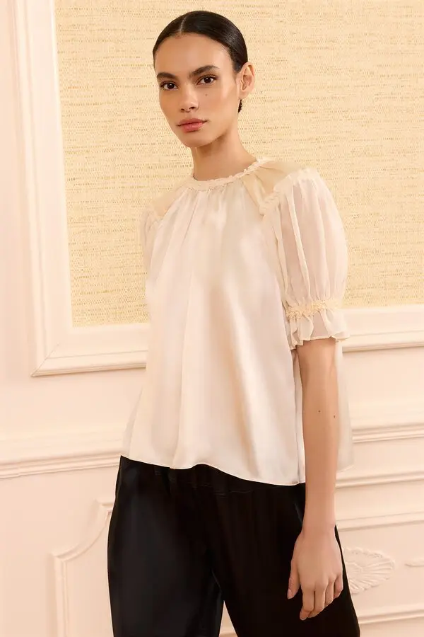Ulla Johnson Alina Silk Top - Ivory