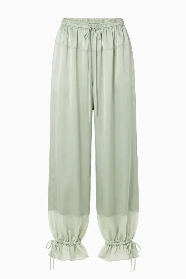 Ulla Johnson Camile Silk Cinched Pants - Celadon