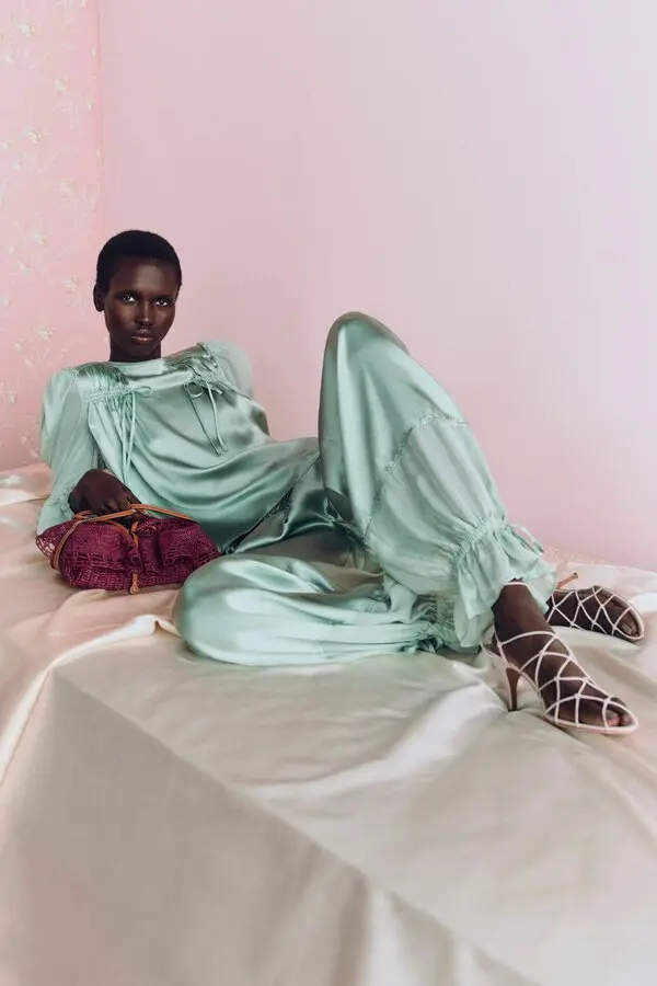 Ulla Johnson Camile Silk Cinched Pants - Celadon