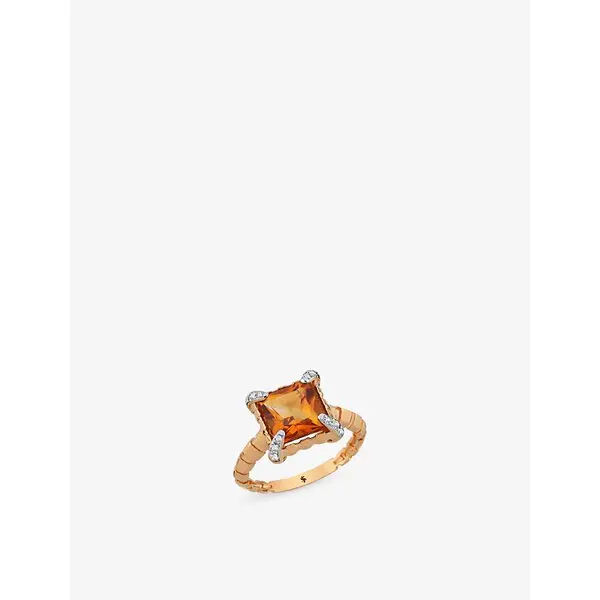 LA MAISON COUTURE Selda Princess 14ct Rose-gold Citrine And Diamond Ring - Yellow