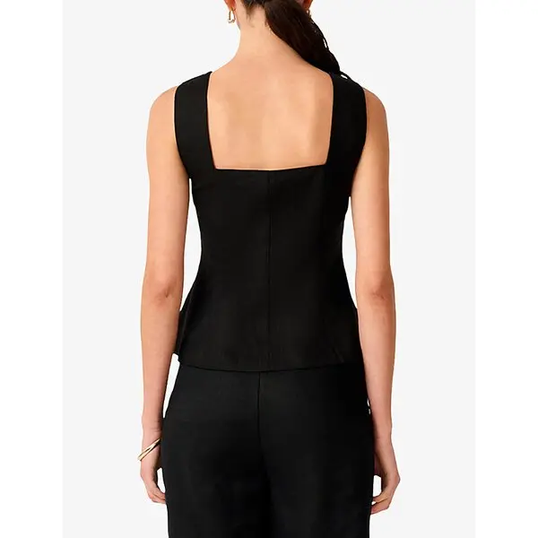 OMNES Oprah Lace-up Linen-blend Top