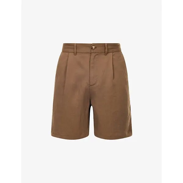RAITH Caio Twill Pleated Woven Shorts - Brown