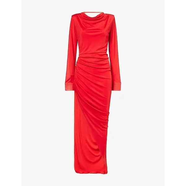 GRACE FAENA Draped Jersey Midi Dress