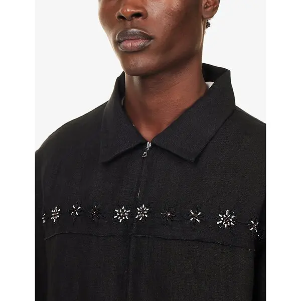 KARTIK RESEARCH Embellished Zip-up Linen Jacket