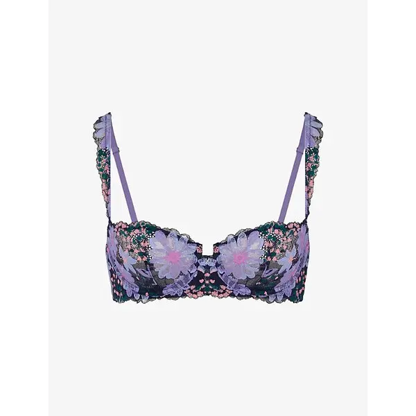 SAVAGE X FENTY Fleur Fantasy Balcony Underwired Lace Bra - Dark & Stormy Blue