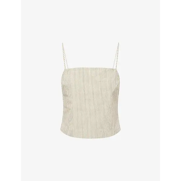 4TH & RECKLESS Elina Cotton Striped Tie-back Crop Top