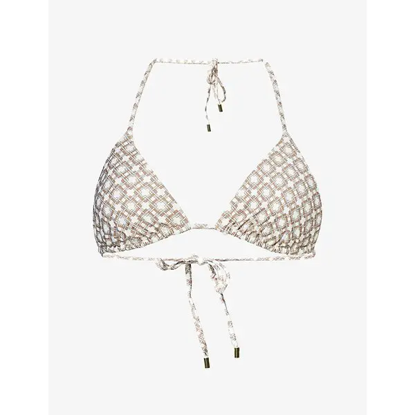 Monday Swimwear Palma Triangle Bikini Top - Tile Geo