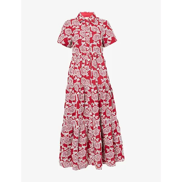 Erdem Floral Embroidered Tiered Midi Dress
