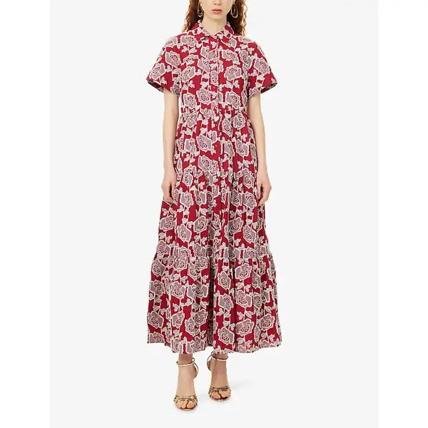 Erdem Floral Embroidered Tiered Midi Dress