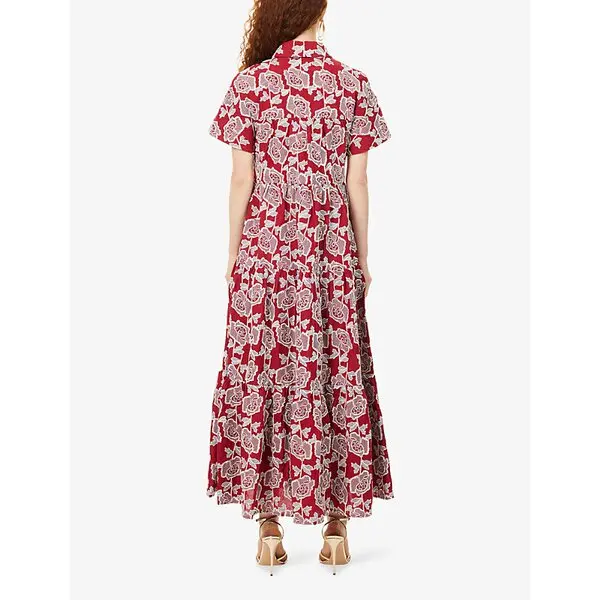Erdem Floral Embroidered Tiered Midi Dress