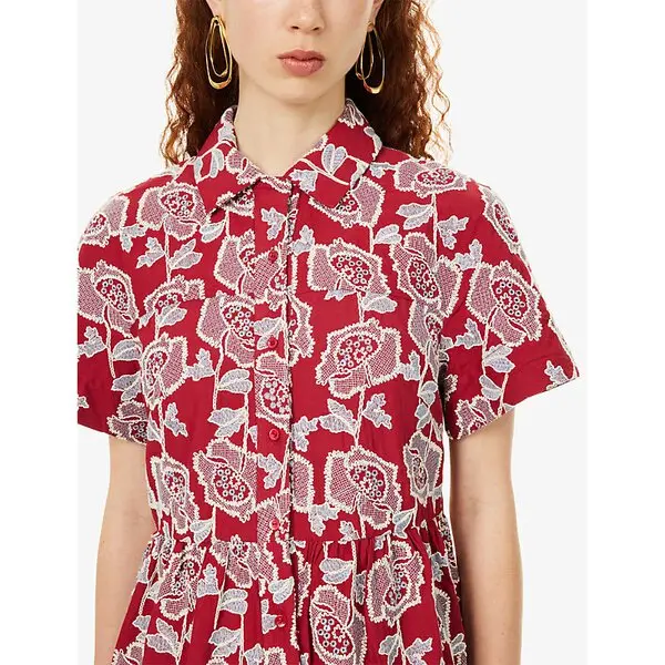 Erdem Floral Embroidered Tiered Midi Dress