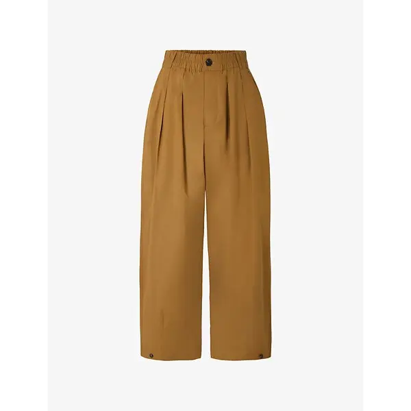 Soeur Vernon Wide-leg Cotton Trousers - Caramel