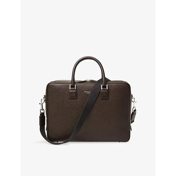 ASPINAL OF LONDON Mount Street Leather Travel Bag - Chocolate