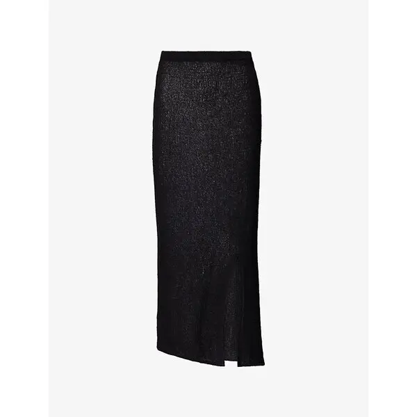 TALA Beach Column Knitted Maxi Skirt - Shadow Black