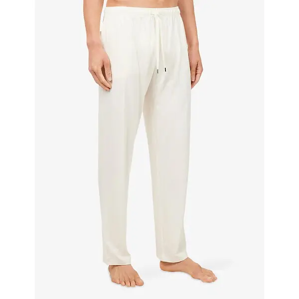 Derek Rose Basel Lounge Modal-jersey Trousers - Cream