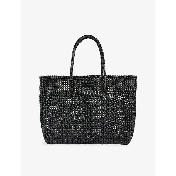 Sandro Branded Patch Woven Tote Bag - Black