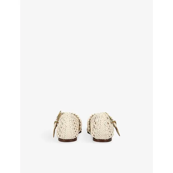Zimmermann Helix Ballerina Leather Flats With Braided Design And Ankle Buckle - Bone