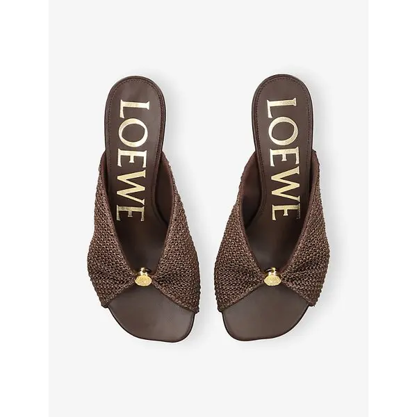 Loewe Raffia-effect Mules With Engraved Anagram Hardware