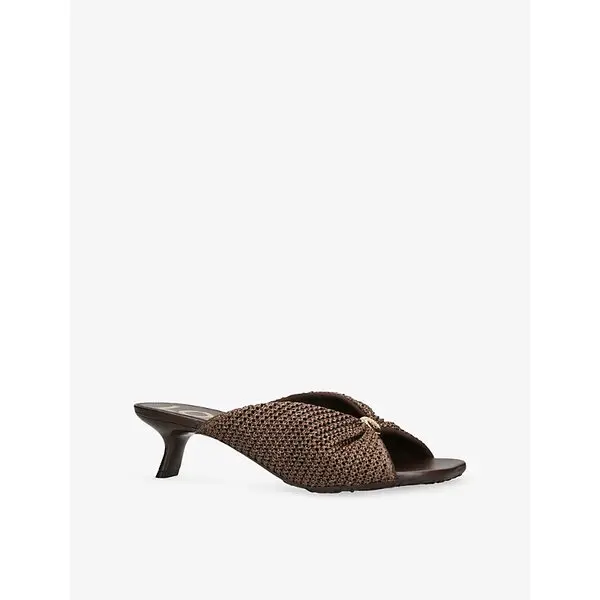 Loewe Raffia-effect Mules With Engraved Anagram Hardware