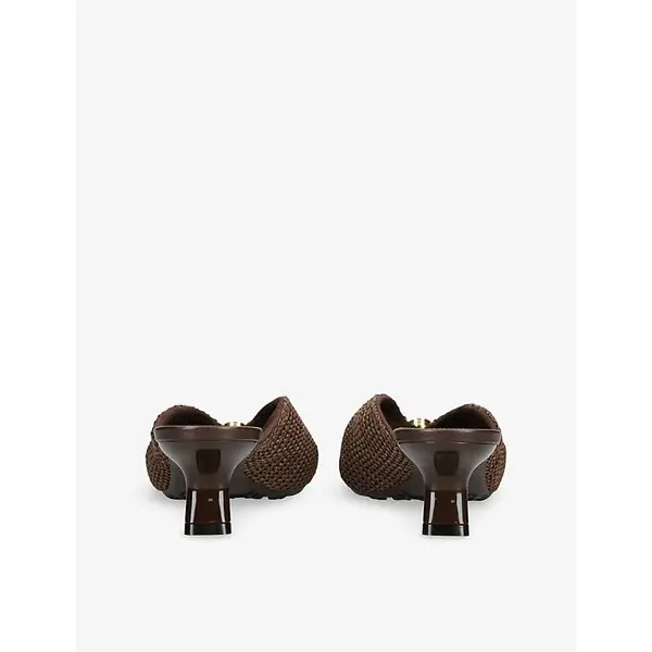 Loewe Raffia-effect Mules With Engraved Anagram Hardware