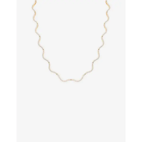 ASTRID & MIYU Ripple Tennis Necklace In -plated Sterling Silver - 18ct Gold