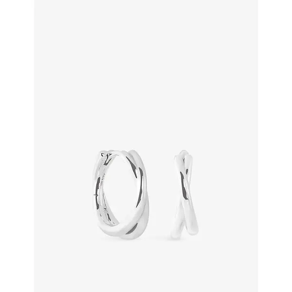 ASTRID & MIYU Illusion Twist -plated Sterling Silver Hoop Earrings - Rhodium