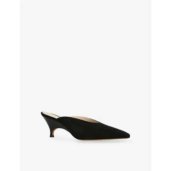 Le Monde Beryl Suede Kitten Heel Mules - Black