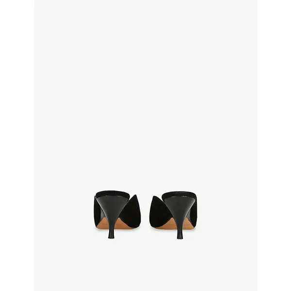 Le Monde Beryl Suede Kitten Heel Mules - Black