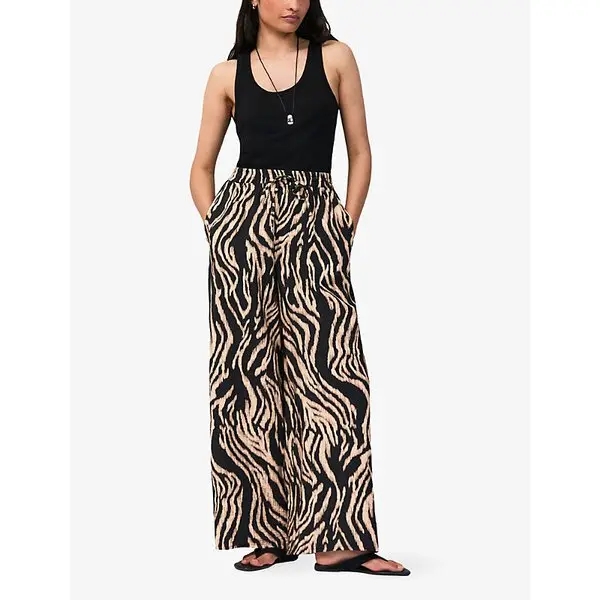 RO&ZO Zebra-print Elasticated-waist Woven Trousers - Multi