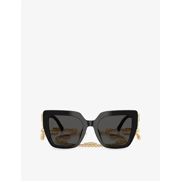 Dolce & Gabbana Square Frame Acetate Sunglasses With Chain Embellishment - Black