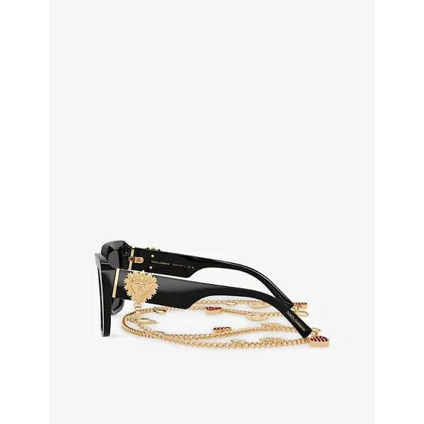 Dolce & Gabbana Square Frame Acetate Sunglasses With Chain Embellishment - Black