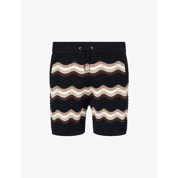 RAITH Primavera Crochet Cotton-knit Shorts - Black / Brown / Ecru