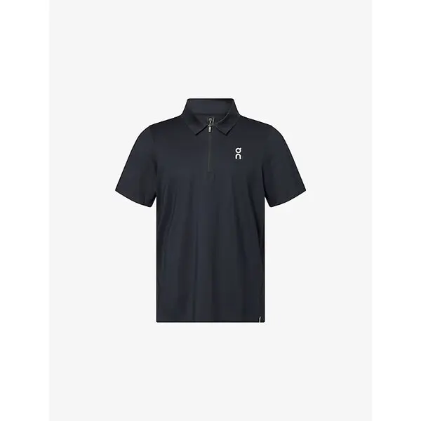 On Court Quarter-zip Stretch-woven Polo Top - Black