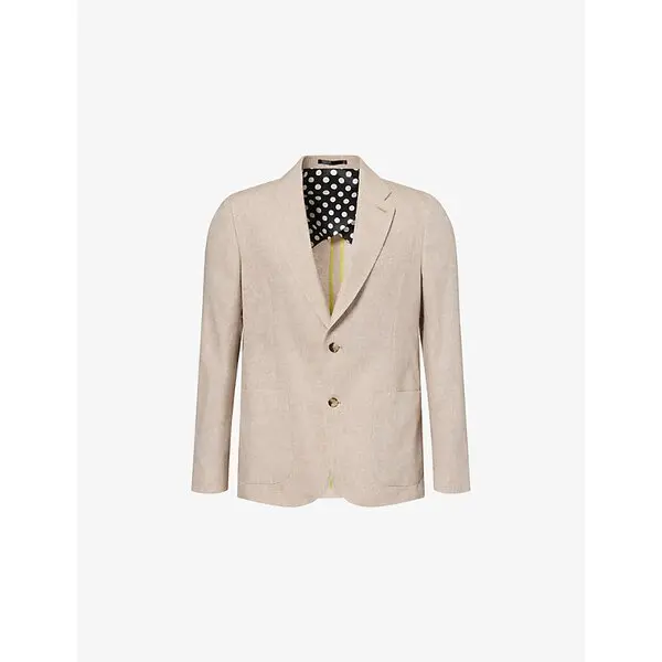 Paul Smith Single-breasted Linen And Silk-blend Blazer